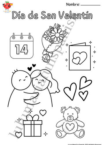 FREE Valentine's Day - Día de San Valentín - Colouring in Sheet | Mysite 1