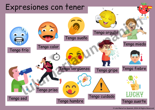Expressions with the verb 'tener' - Poster | Mysite 1
