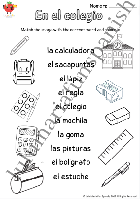Classroom Objects - Objectos de la Clase - Worksheet | Mysite 1
