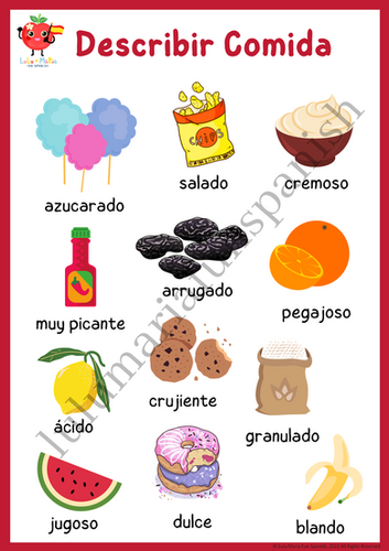 Describing Foods - Describir Comida - Poster | Mysite 1