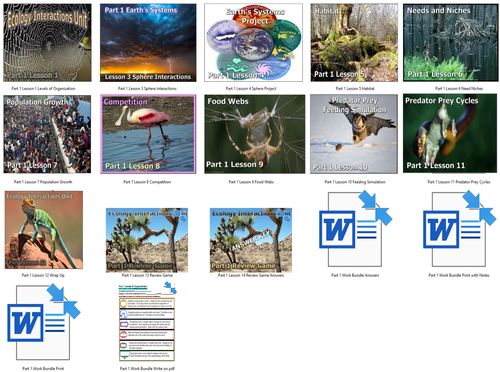 Part 1 Lesson Bundle from Ecology Interactions Unit | www.slidespark.net