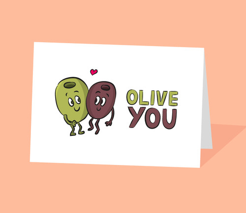 Olive You Card | Cute Olive Card | Plant based cards