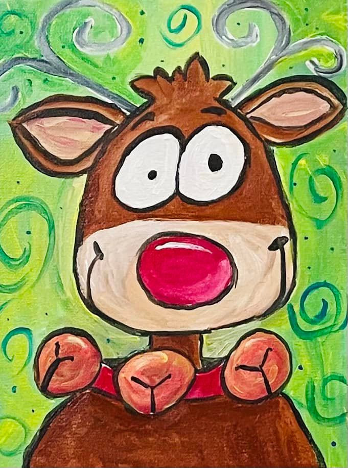 Jingle Bells Reindeer Paint and Sip | rublesproductions