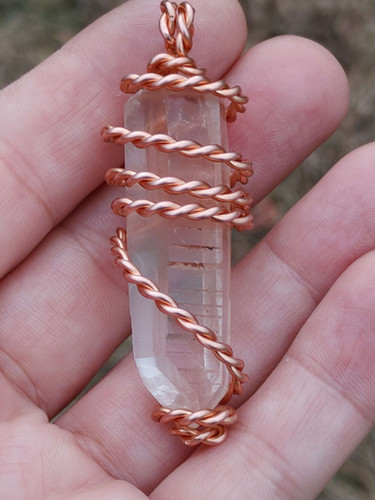Adaria Amulet: AAA Pink Lithium Lemurian Quartz/ Royal Cubit Copper ...