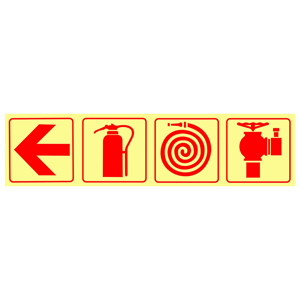 RED ARROW LEFT ,FIRE EXTINGUISHER, FIRE HOSE AND FIRE HYDRANT ...