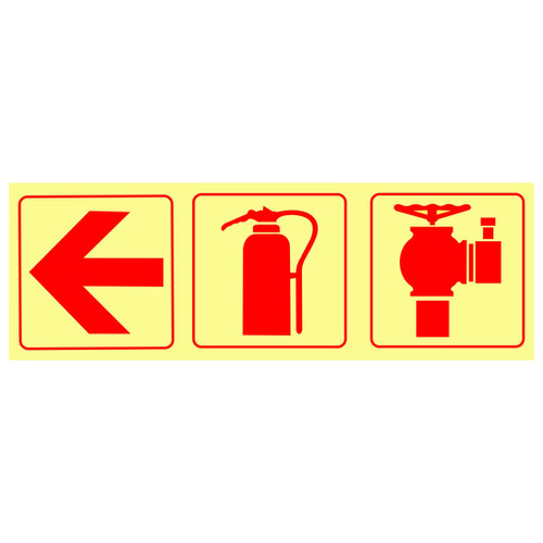 RED ARROW LEFT, FIRE EXTINGUISHER AND FIRE HYDRANT PHOTOLUMINESCENT ...
