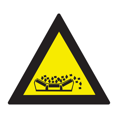 BEWARE OF MATERIAL FALLING FROM MOVING CONVEYOR BELT SAFETY SIGNS (ZW ...