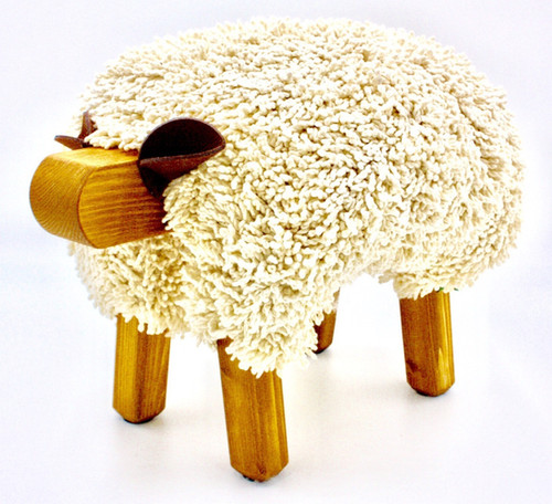 Ivory / Oak Sheep Footstool | Coopers