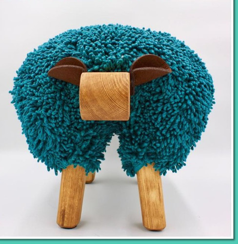 Oceanic Blue / Oak Sheep Footstool | Coopers