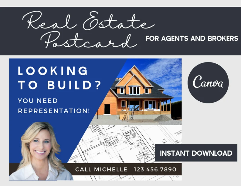 Paper & Party Supplies Canva Editable Realtor postcards Realtor ...