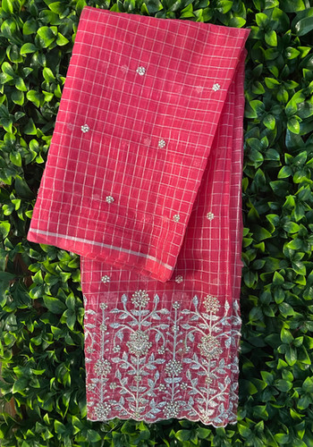 Pink Checks Dupatta | KVG