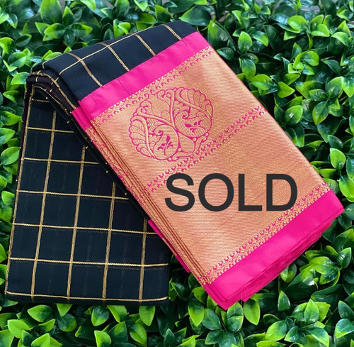 SOLD Black & Pink Kuppadam Pattu Sarees | KVG