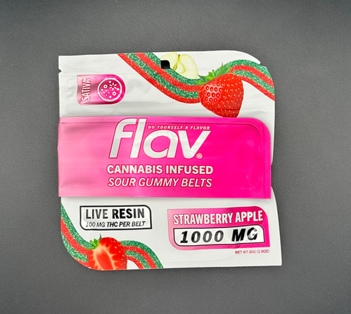 Flav Sour Gummy Belts (Strawberry Apple) | Sunny Grams Farms