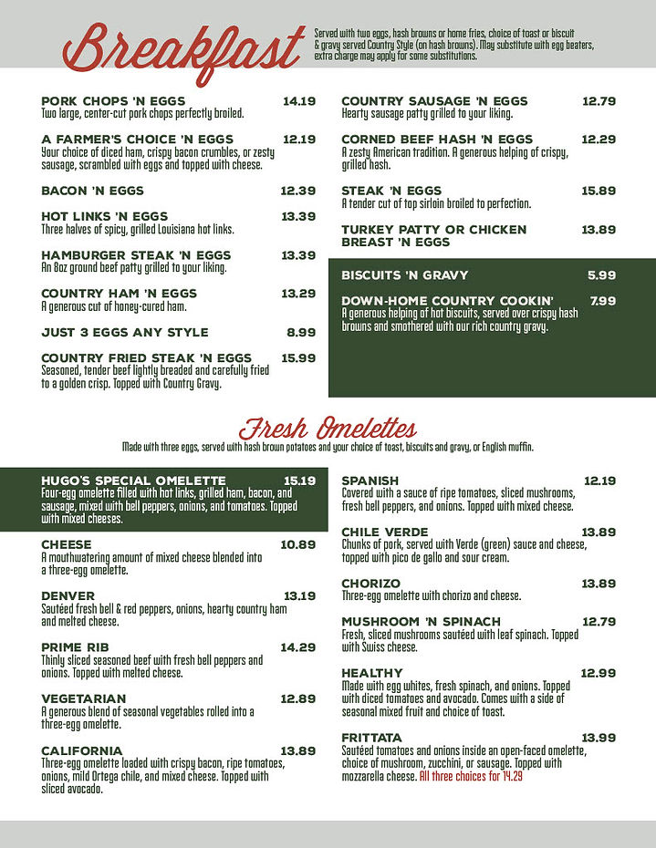 Menu | Flo S Farmhouse Cafe