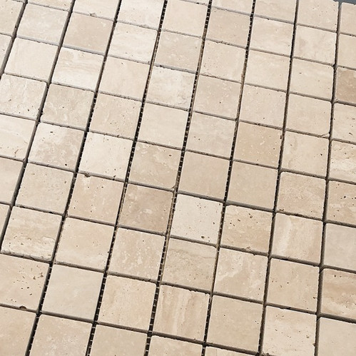 Honed Travertine 30mm Square Mosaic Tile | marblemosaics
