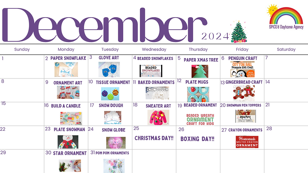 DECEMBER ACTIVITY CALENDAR