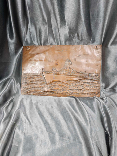 WWII ERA BRITISH ML 595 SHIP COPPER EMBOSSED PLATE | The War Front