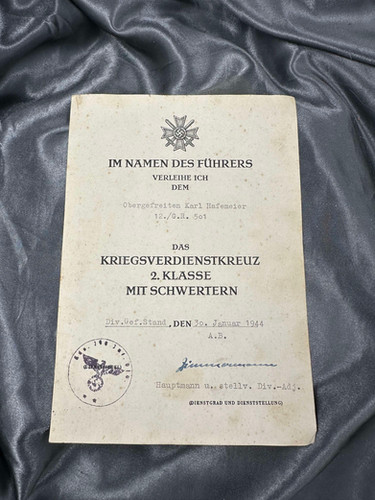 WWII GERMAN MERIT CROSS PAPERWORK | The War Front