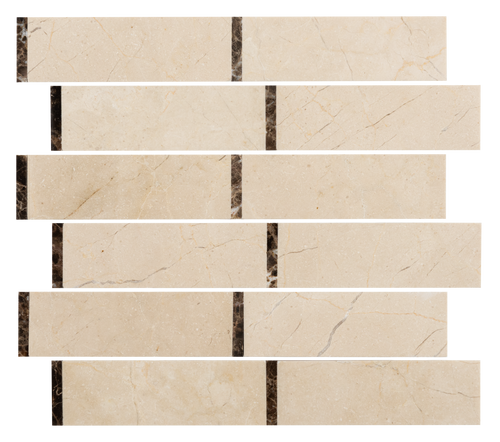 BrickWork 2"x6" Crema+Emperador Polished Marble Mosaic | Gena Decor Inc