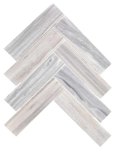 Herringbone 2"x8" Luna Grey Marble Mosaic | Gena Decor Inc
