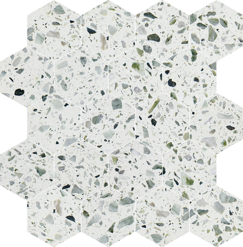 Allegro Menta 3" Hexagon Terrazzo Mosaic | Gena Decor Inc