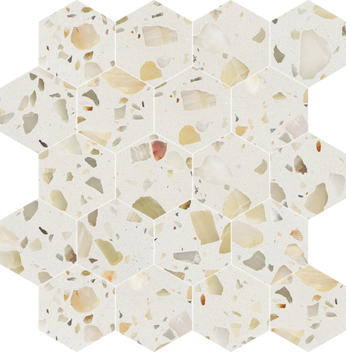 Allegro Biscotti 3" Hexagon Terrazzo Mosaic | Gena Decor Inc
