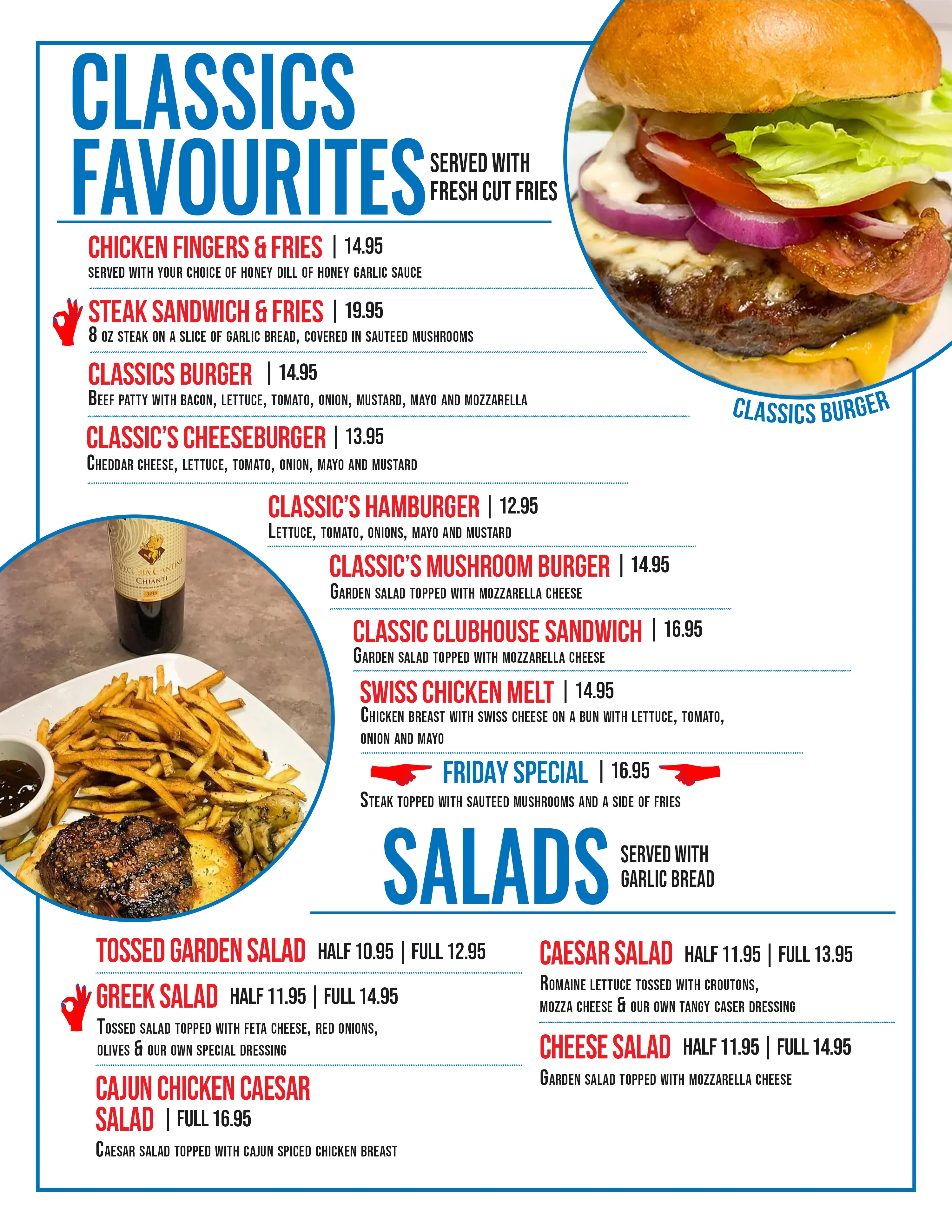 Menu | Classics Billiards