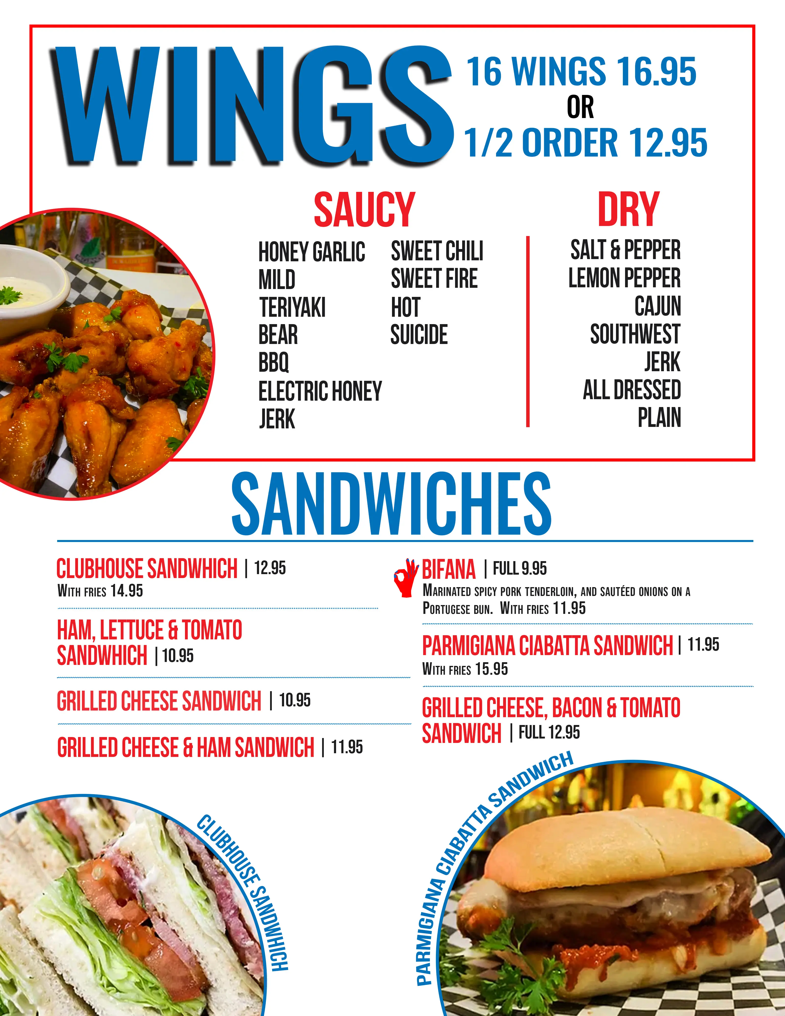 Menu | Classics Billiards