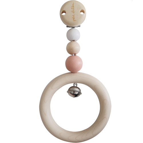 Eco Wood Baby Rattle Clip - Blush, Petit Stellou | MADE BY NATURE