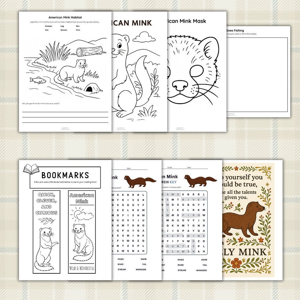 American Mink Mini Unit: Worksheets, Activities, & Printables | Burgess ...