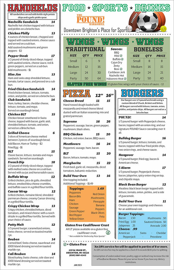 MENU | the-pound-bar-grill