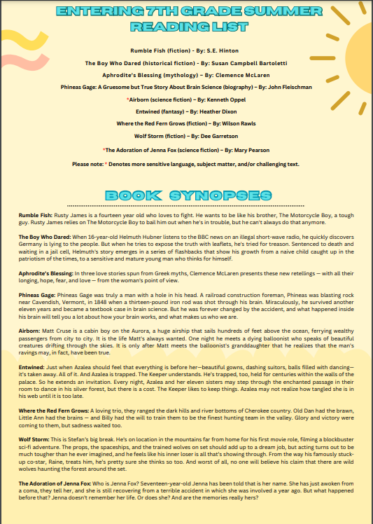 Recommended Summer Reading Lists