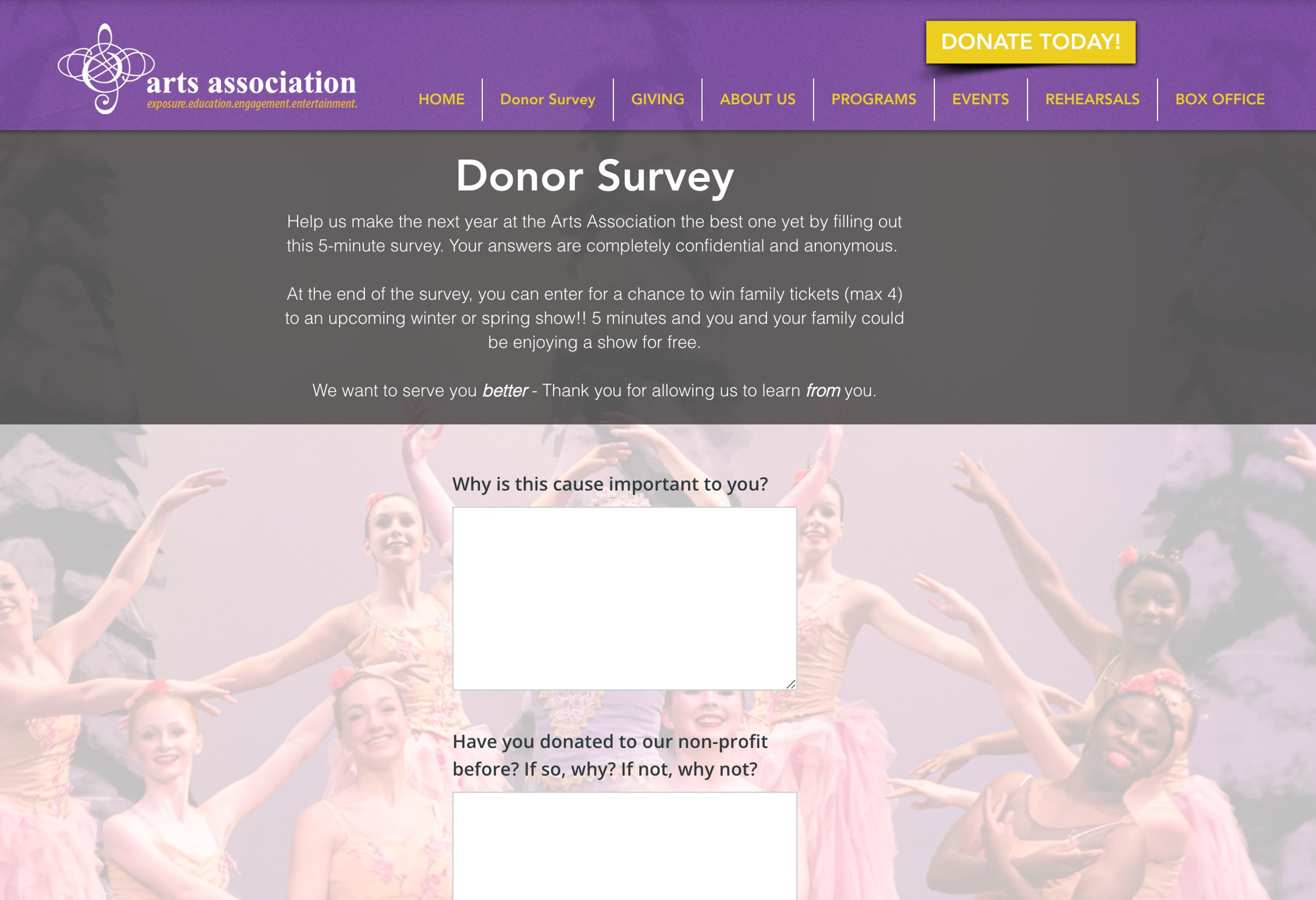 Donor Survey | ARTS ASSOCIATION
