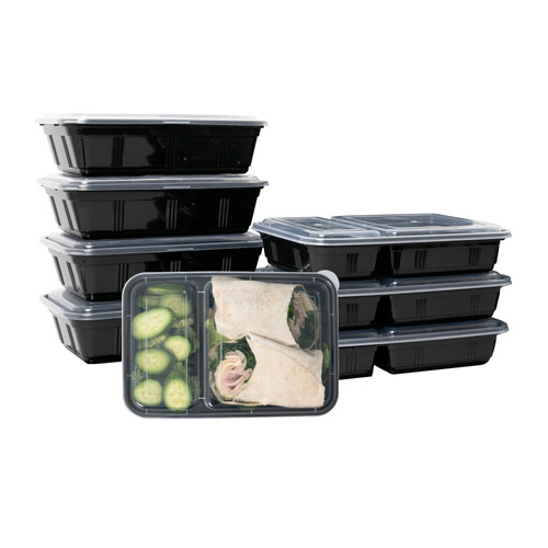 KOLORAE Meal Prep Container Rectangle 1 & 2 Compartment - Set of 8 ...