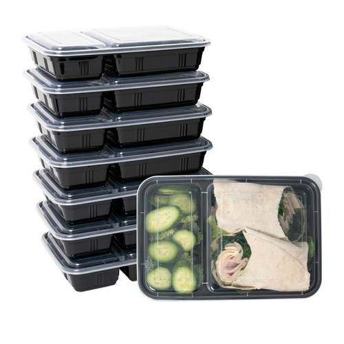 KOLORAE Meal Prep Container Rectangle 2 Compartment - 7 Count | blueoco