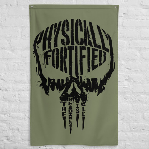 Physically Fortified Skull Flag Vertical - Military Green ...