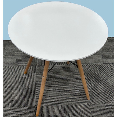 Round Side Table - White Top & Wood Support | Al Nabooda Interiors