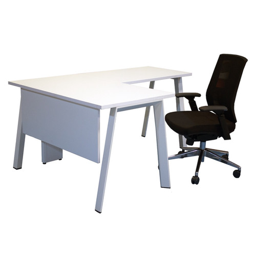 Office Desk - Series A - L Shaped Desk with Metal Legs - WHITE | Al ...