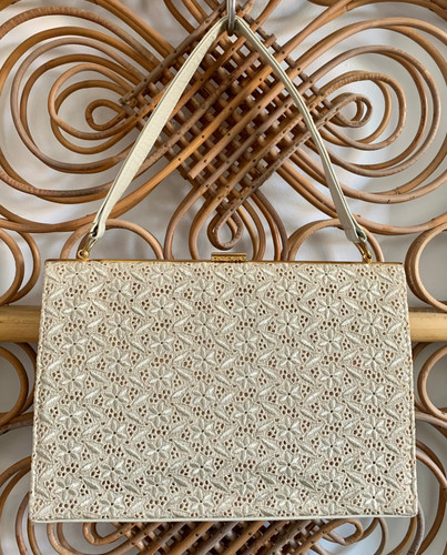 Original 1960s Peter Lord Lace Leather Handbag | Teri England Attire