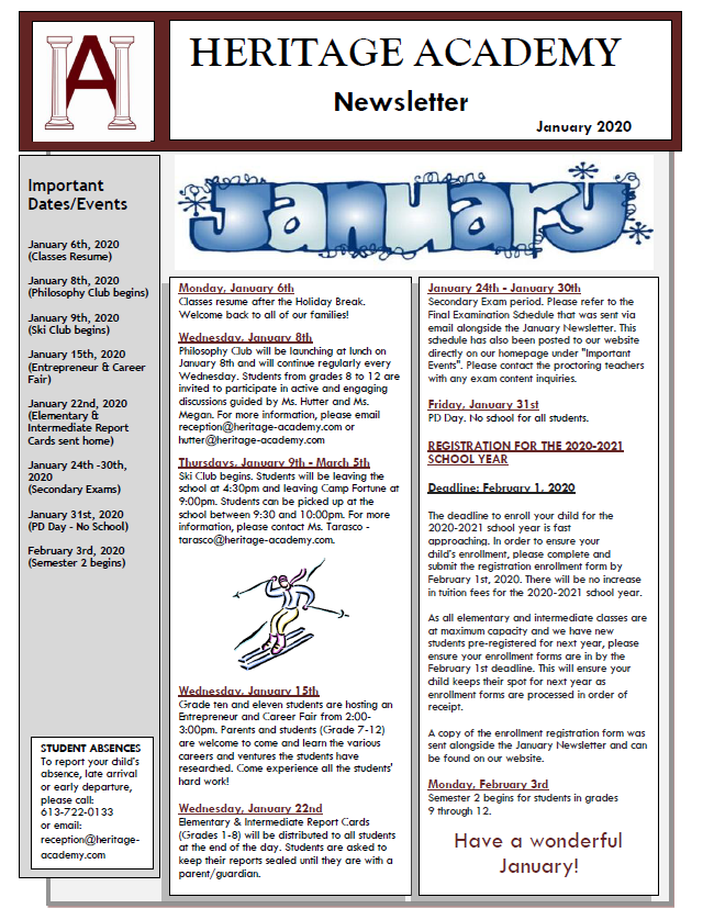 January 2020 Newsletter