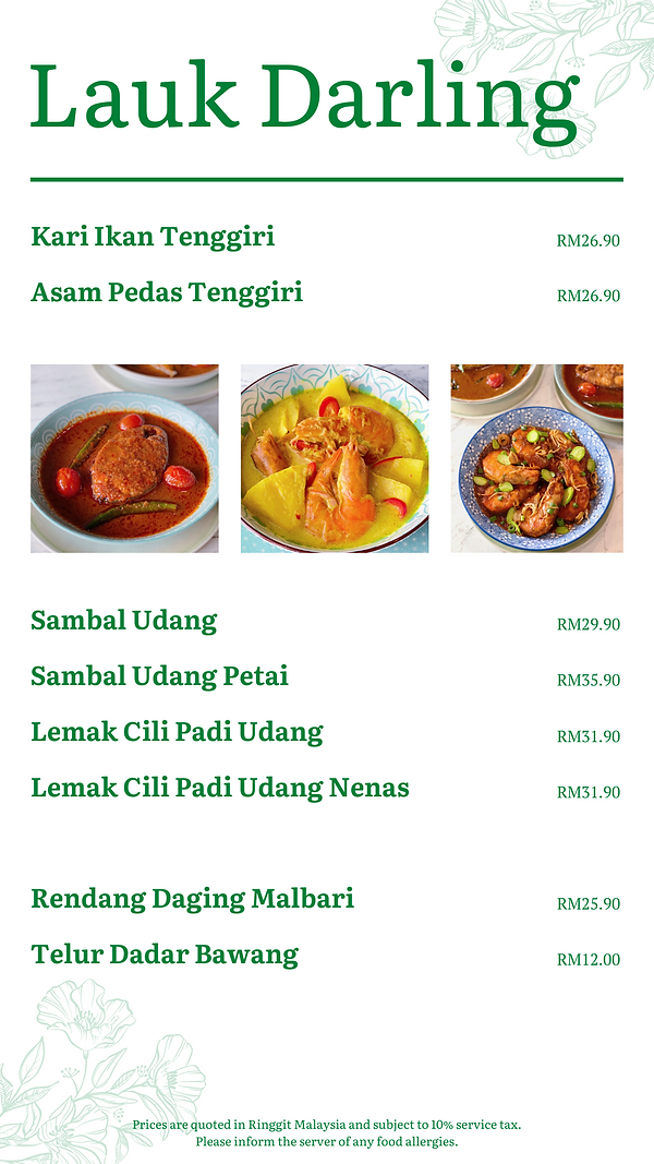 Full Menu | Dapur Darling's Menu