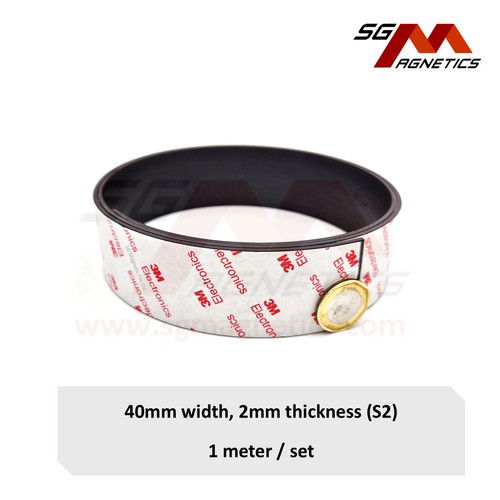 40mm Magnet Tape T2mm Ver. S2 with 3M Adhesive Flexible Magnetic Roll ...