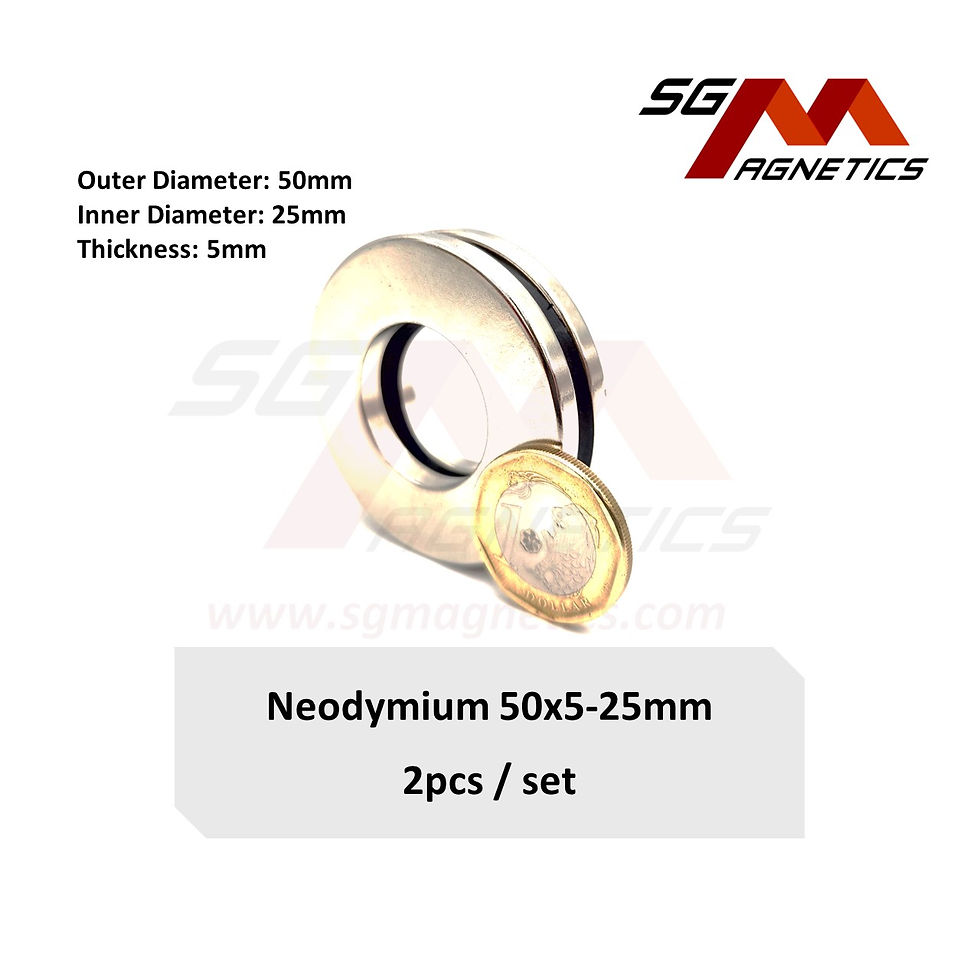 50x5-25mm N35 - Neodymium Ring Magnets - 2pcs | SG Magnetics