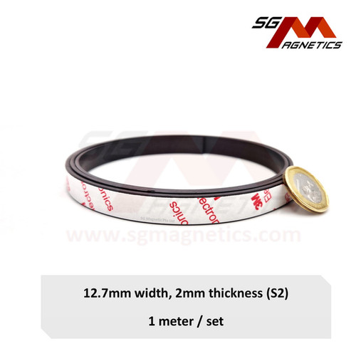 1/2" Magnetic Strip Roll W12.7mm T2mm Ver.S2 Flexible Magnet Tape with ...