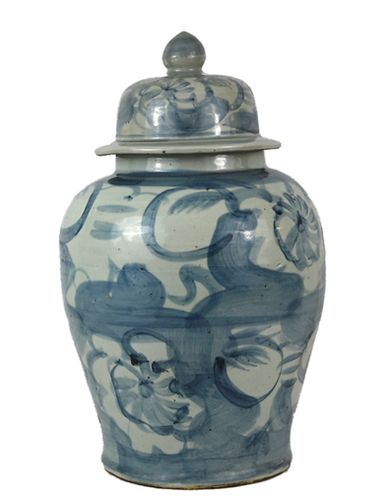 Blue and white brush stroke jar | Plate and Plaid