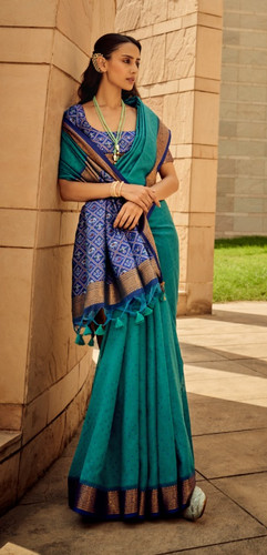 Women's Exclusive Blue Silk Weaving Saree | Weaver Saga Pvt Ltd