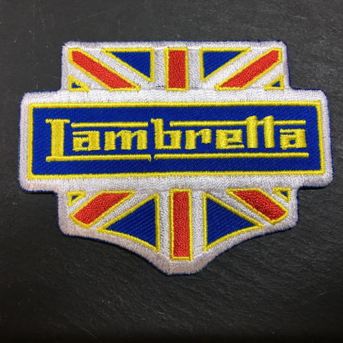 Lambretta Patch - Union flag jack on shield - Embroidered - Iron or sew ...