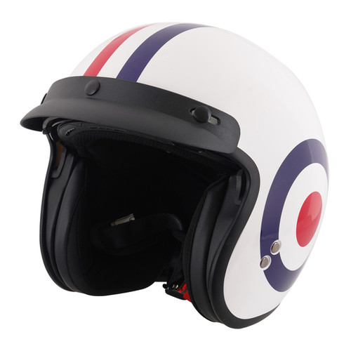 Helmet - STEALTH open faced, white with peak and sun visor - mod target ...