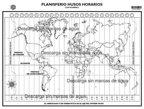 Mapa de los Husos horarios con nombres | home