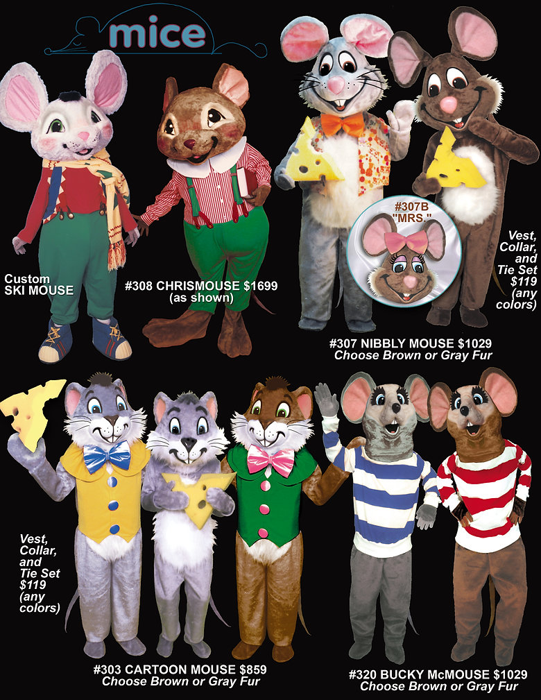 Outstanding Mouse & Rat Mascot Costumes Pre-designed or Custom for You